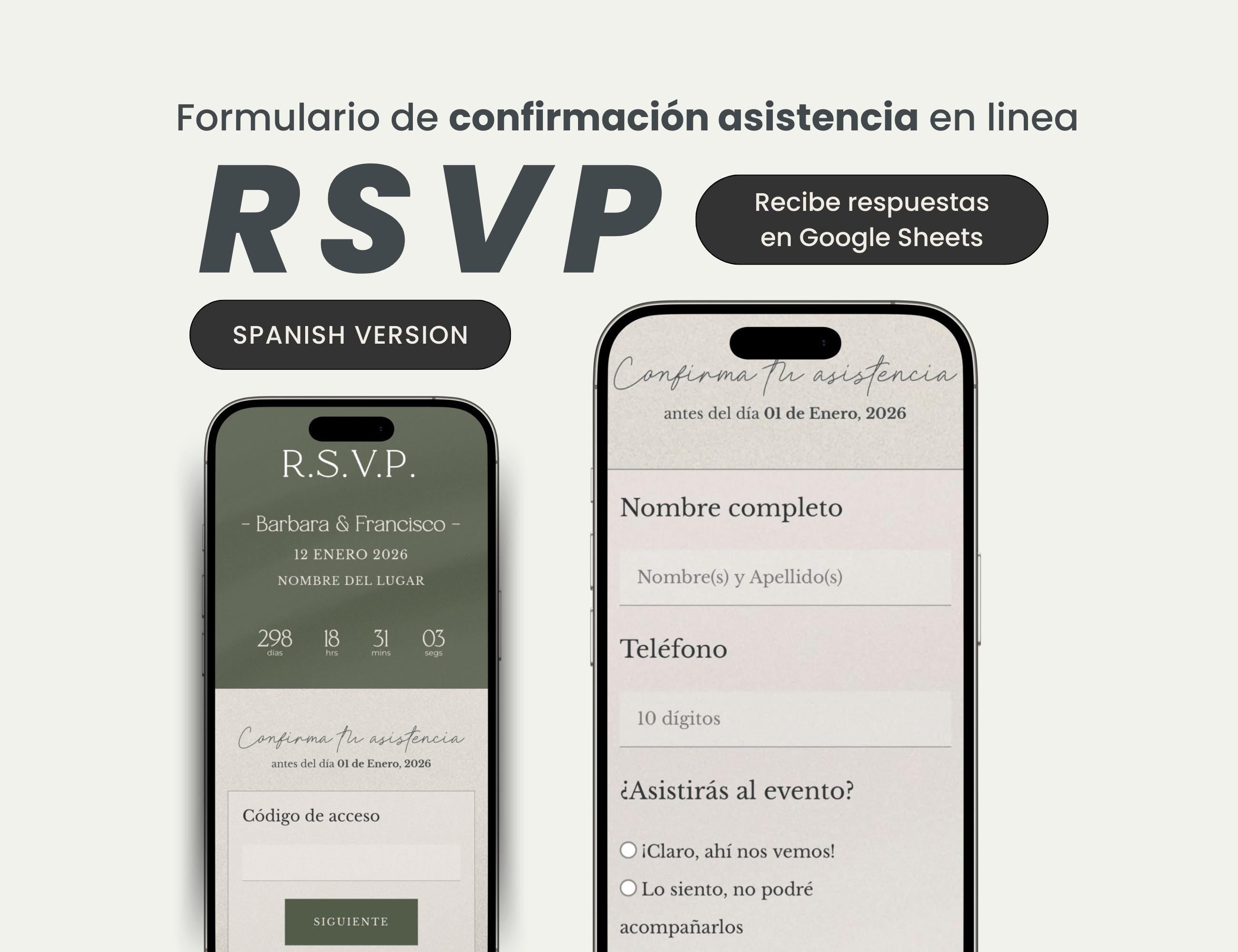 Sitio Web RSVP en Español | Formulario Digital + Código QR + Google Sh ...